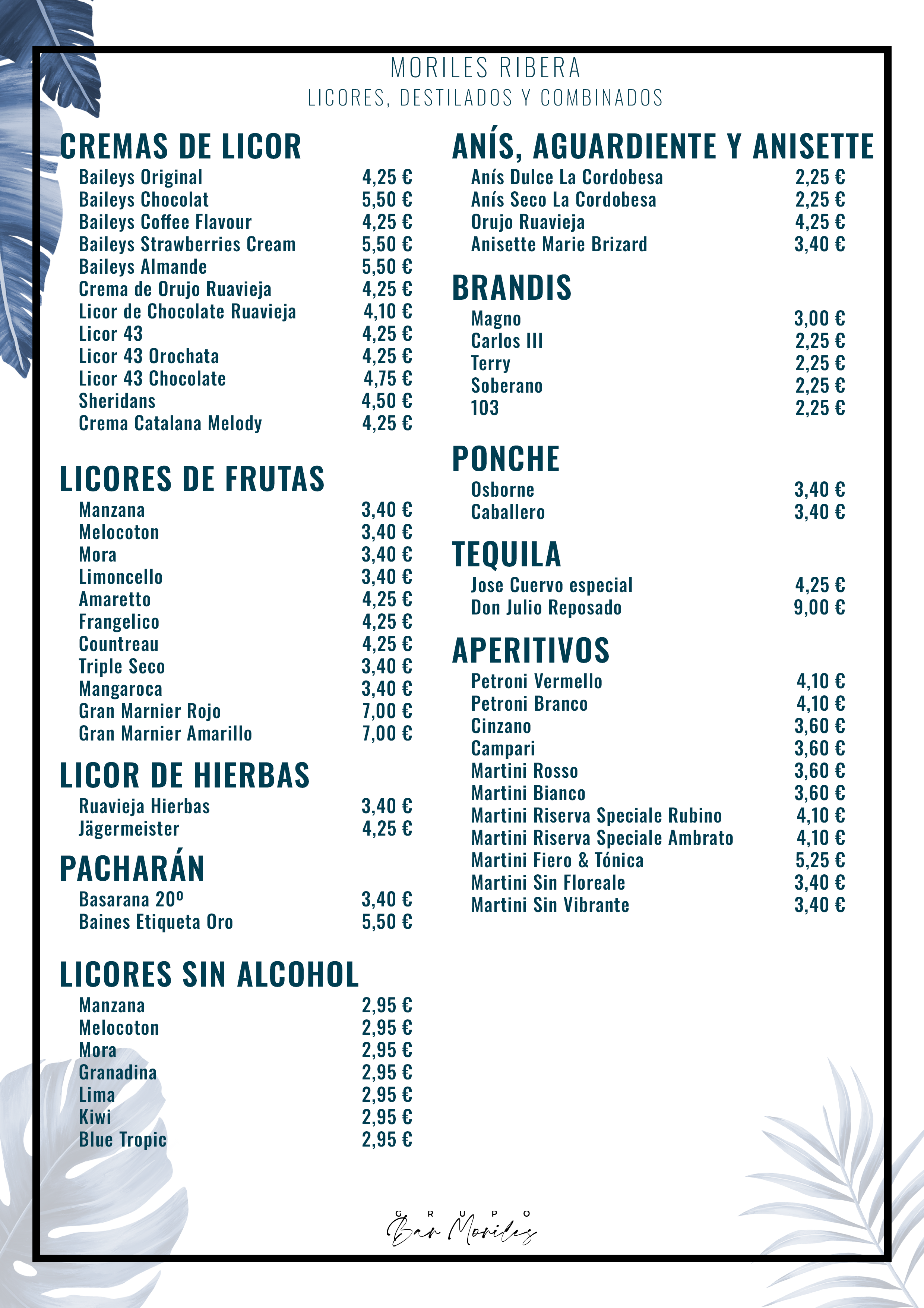 Licores y Combinados – Moriles Ribera