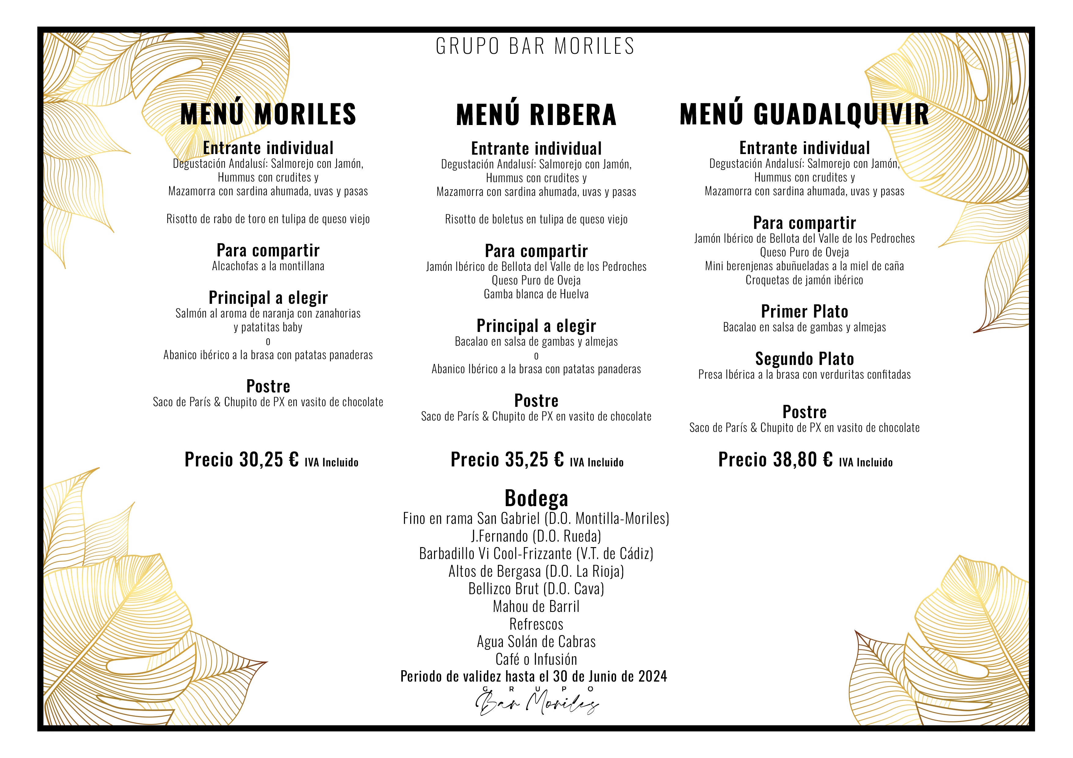 Menús Eventos – Moriles Ribera