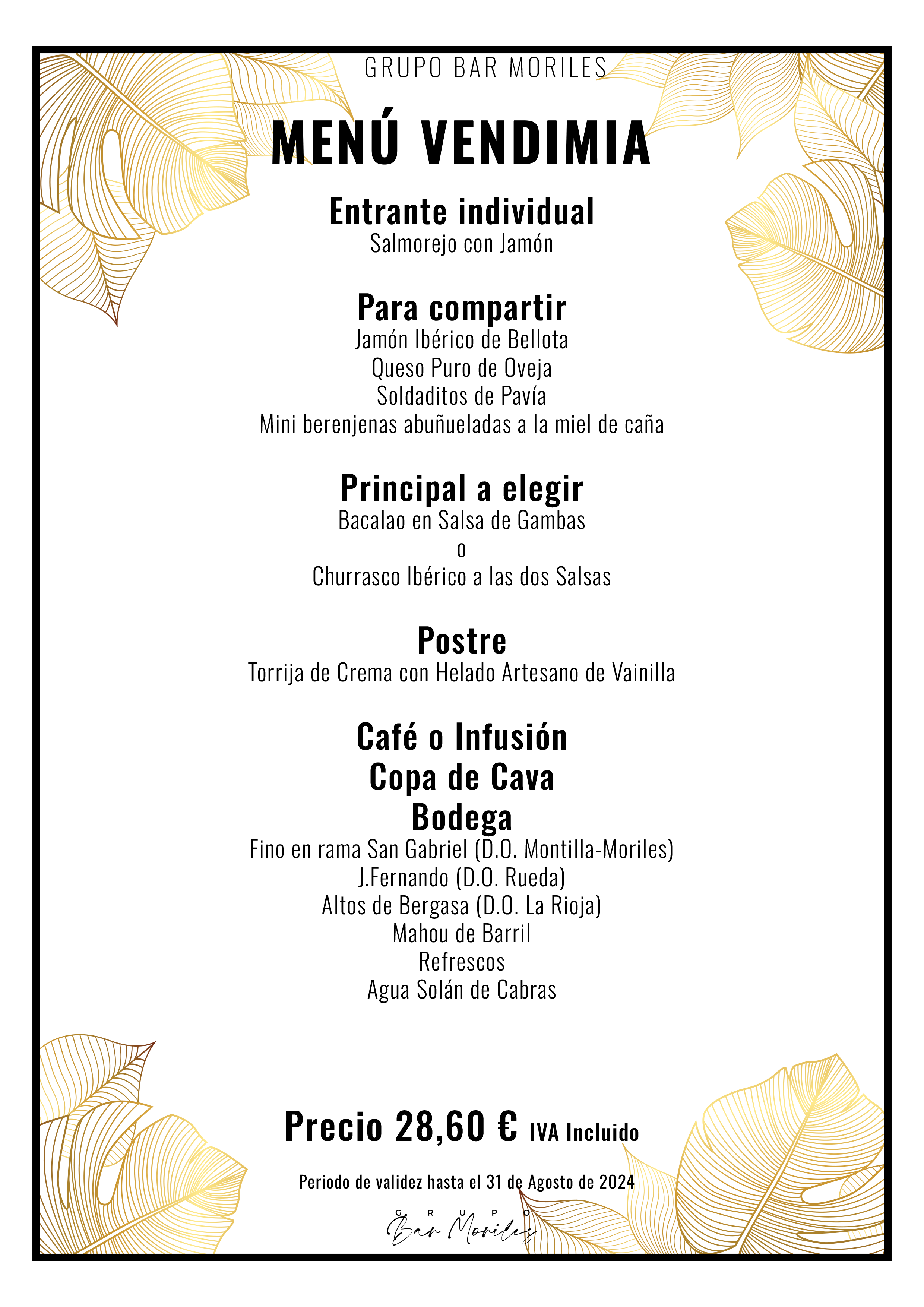 Menús Eventos – Moriles Ribera